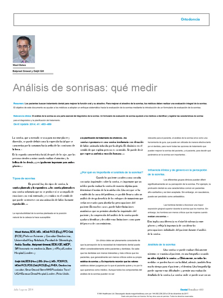 1batwa2014 Smile Analysis What To Measure - En.es | PDF | Ortodoncia | Boca