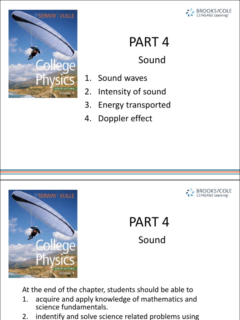 Sound: 1. Sound Waves 2. Intensity of Sound 3. Energy Transported 4 ...