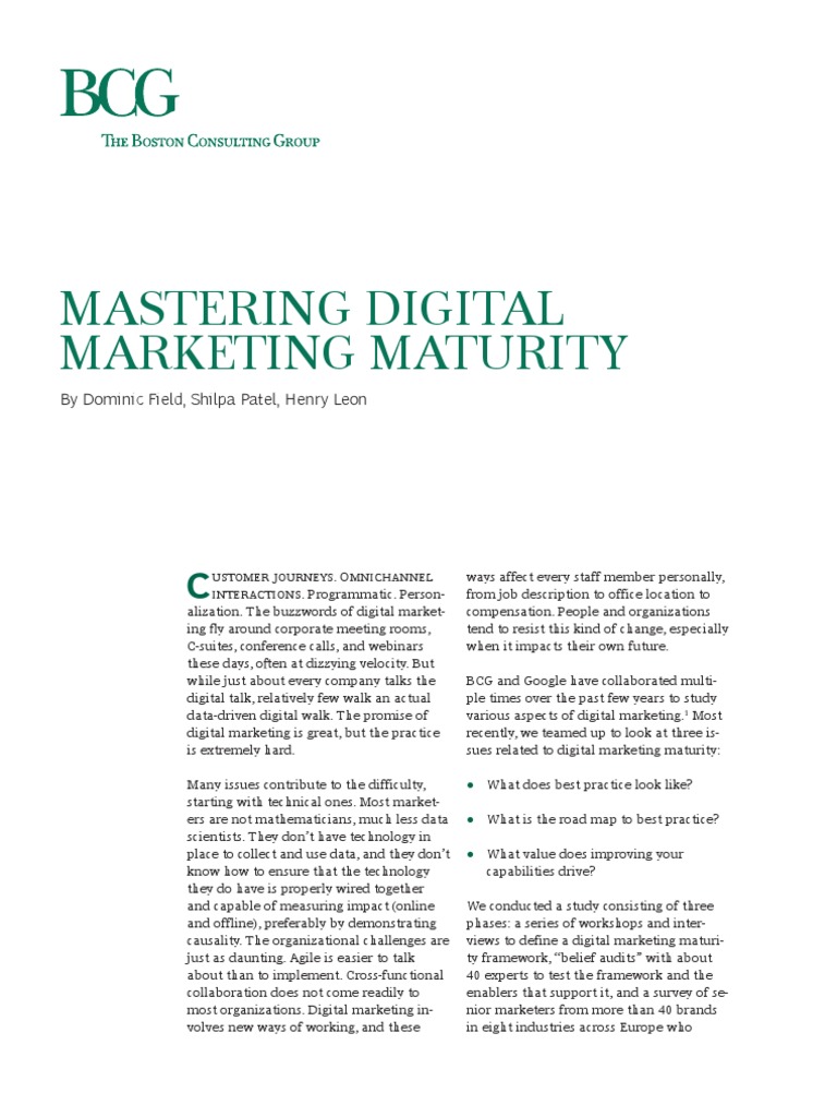 BCG Mastering Digital Marketing Maturity Feb 2018 - EN - WGk5Tbl | PDF ...
