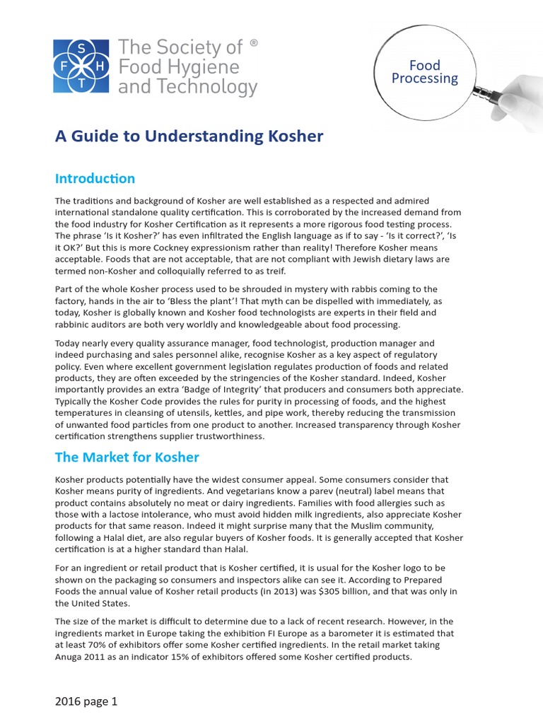 A Guide To Understanding Kosher: Food Processing | PDF | Foods | Food ...