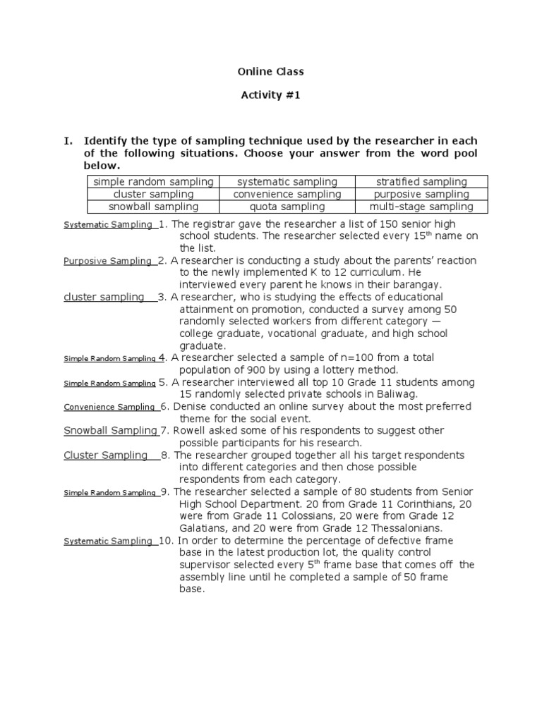 Sampling Techniques in Research Activities | PDF | Sampling (Statistics ...