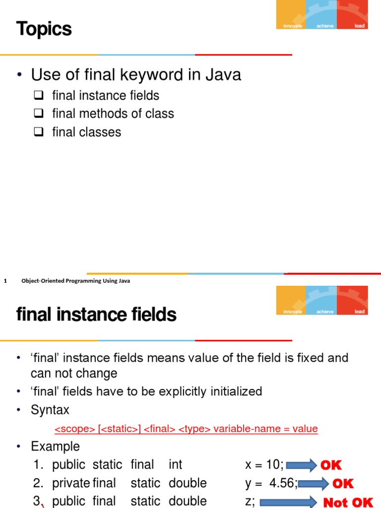 Topics: Use of Final Keyword in Java | PDF | Method (Computer ...