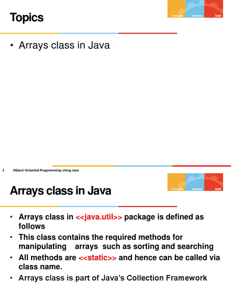 Topics Arrays Class In Java Pdf Integer Computer Science Array Data Structure 9558