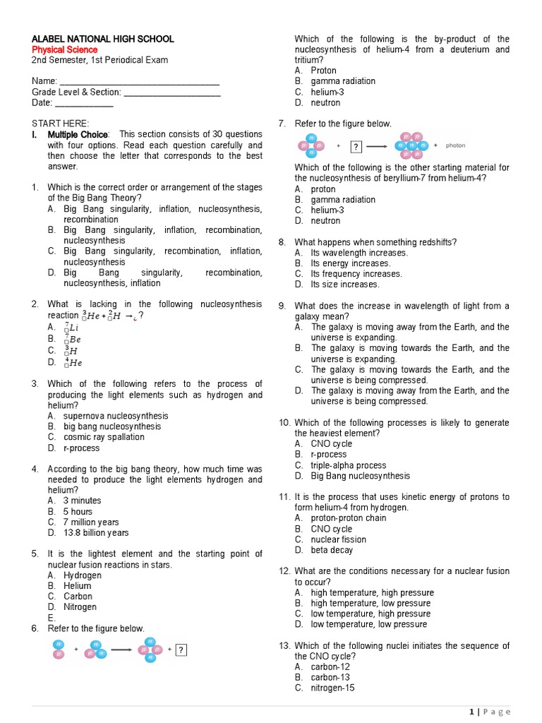 Physical Science Final Draft of Test New | PDF | Chemical Elements | Atoms