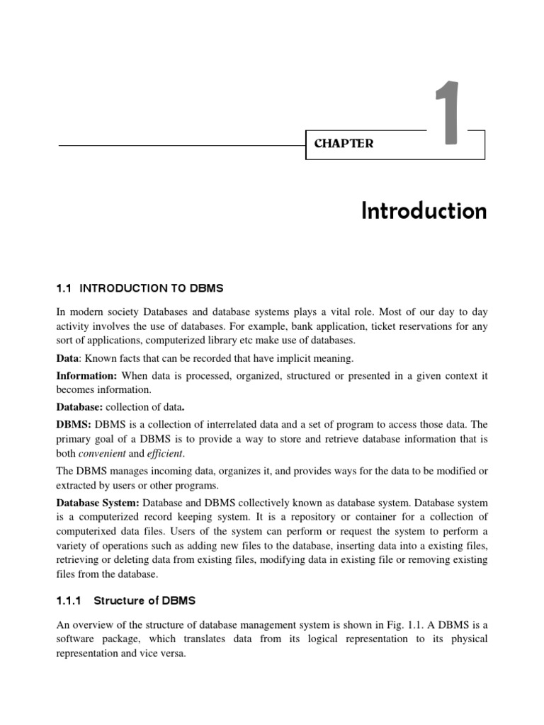 Chapter 1 Introduction To DBMS PDF | PDF | Relational Database ...