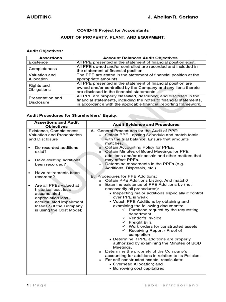 Audit of Ppe | PDF | Depreciation | Expense