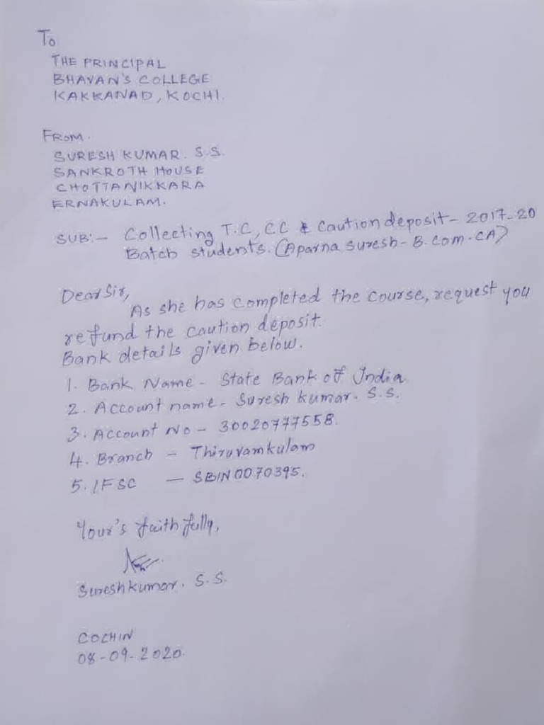 Request Letter For Caution Deposit PDF | PDF