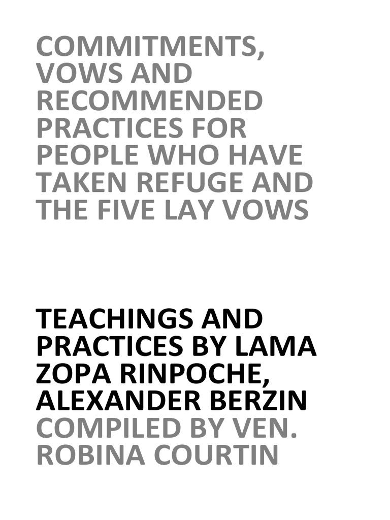 Vows Commitments For Those Who Have Taken Refuge and The Five Lay Vows RLV Ed 11 V2 | PDF ...