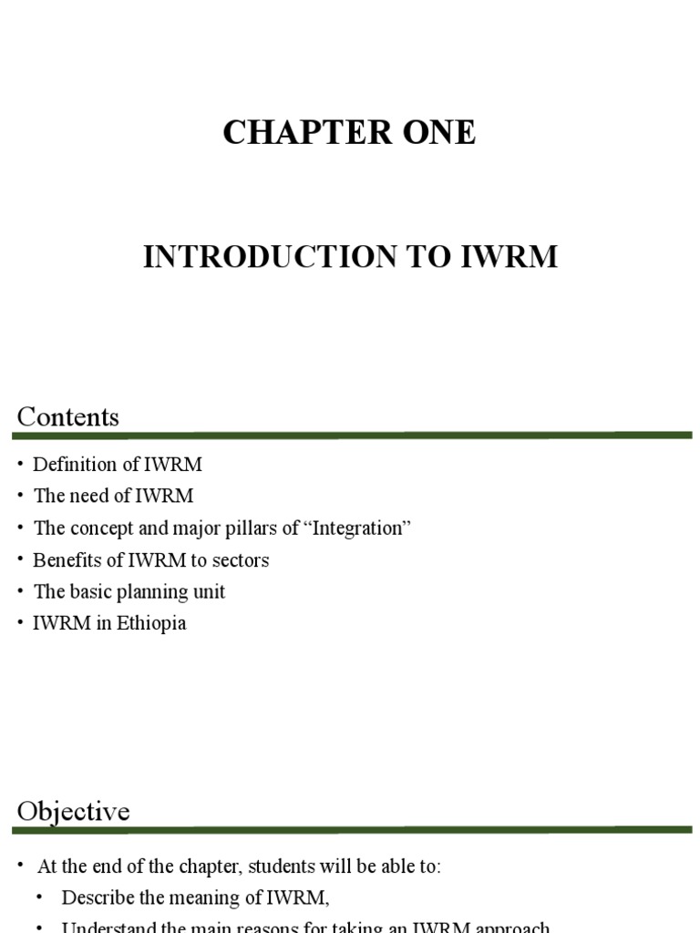 Chapter One: Introduction To Iwrm | Download Free PDF | Drainage Basin ...