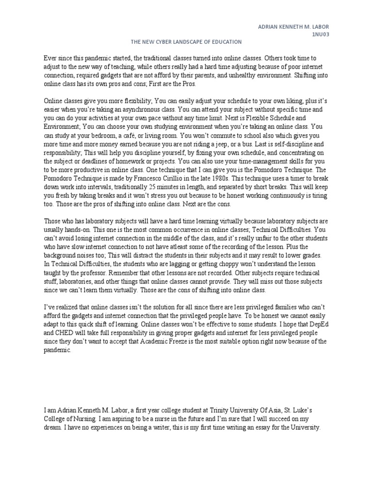 The Pros and Cons of Online Learning: Adapting to the "New Normal | PDF | Educational Technology ...