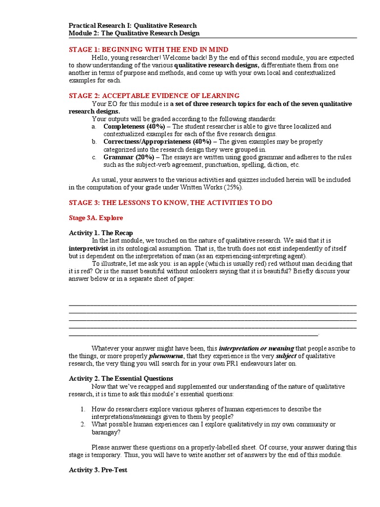 Module 2 The Qualitative Research Designs | PDF | Ethnography ...