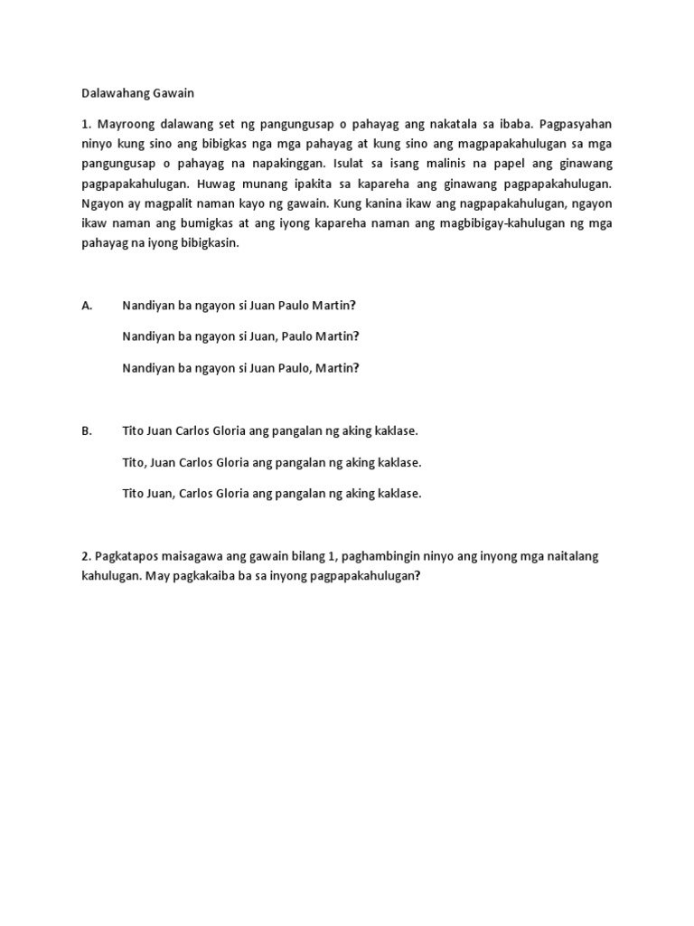Dalawahang Gawain PDF | PDF