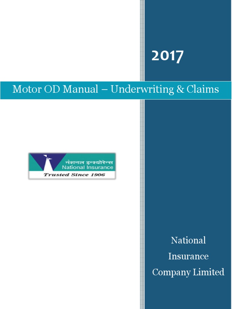 Motor OD Manual - Underwriting & Calims PDF | PDF | Underwriting ...