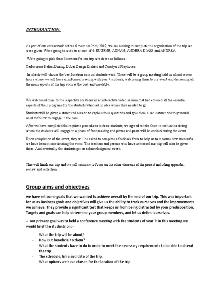 Group Aims and Objectives | PDF | Product (Business) | Marketing