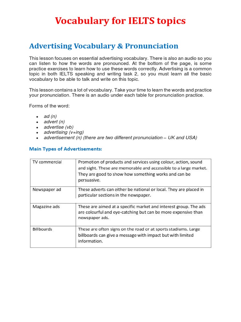 Advertising Vocabulary | PDF