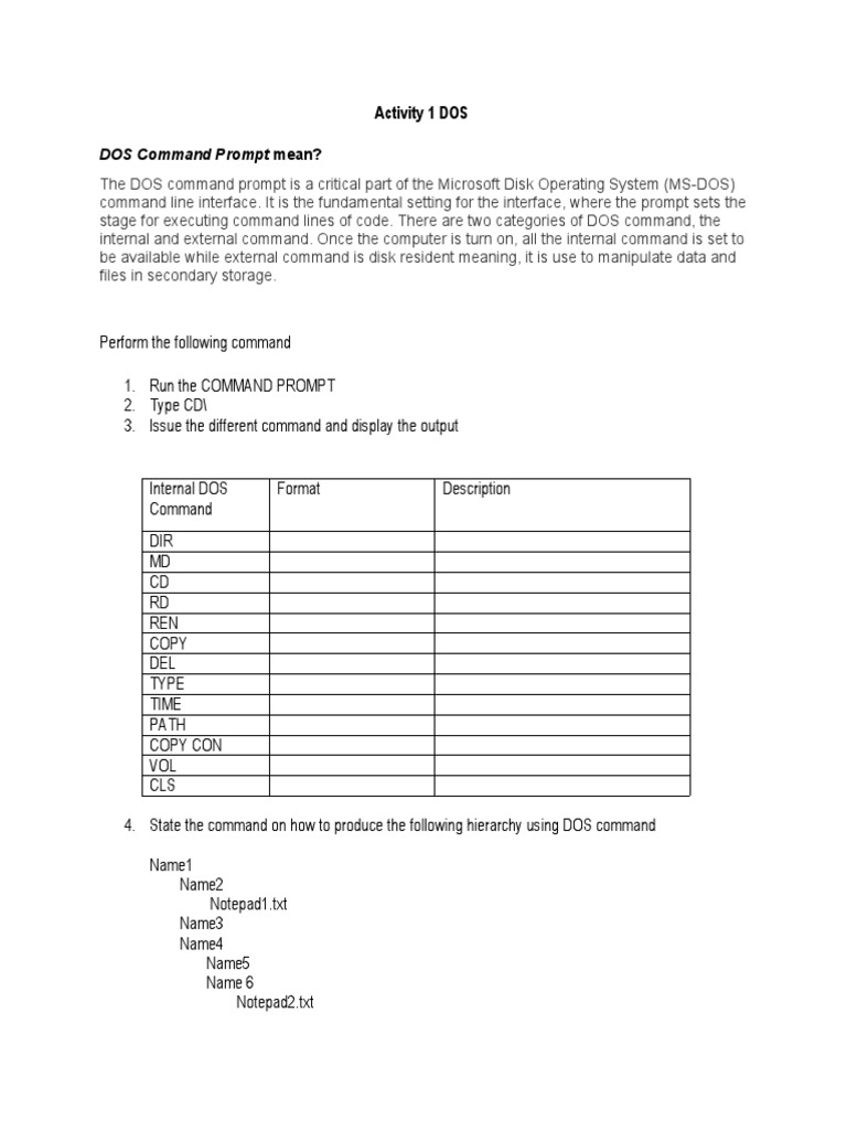 DOS Command Prompt Mean? | PDF