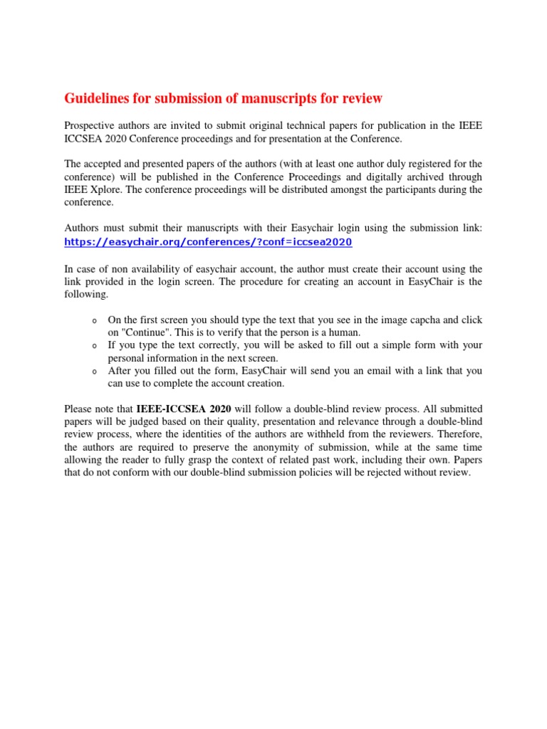 Guidelines For Submission of Manuscripts For Review | PDF | Information ...