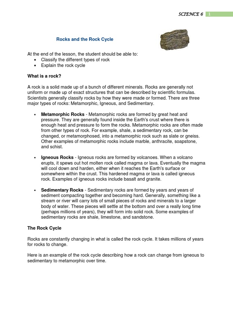 gr6 Rocks and The Rock Cycle | PDF | Rock (Geology) | Igneous Rock