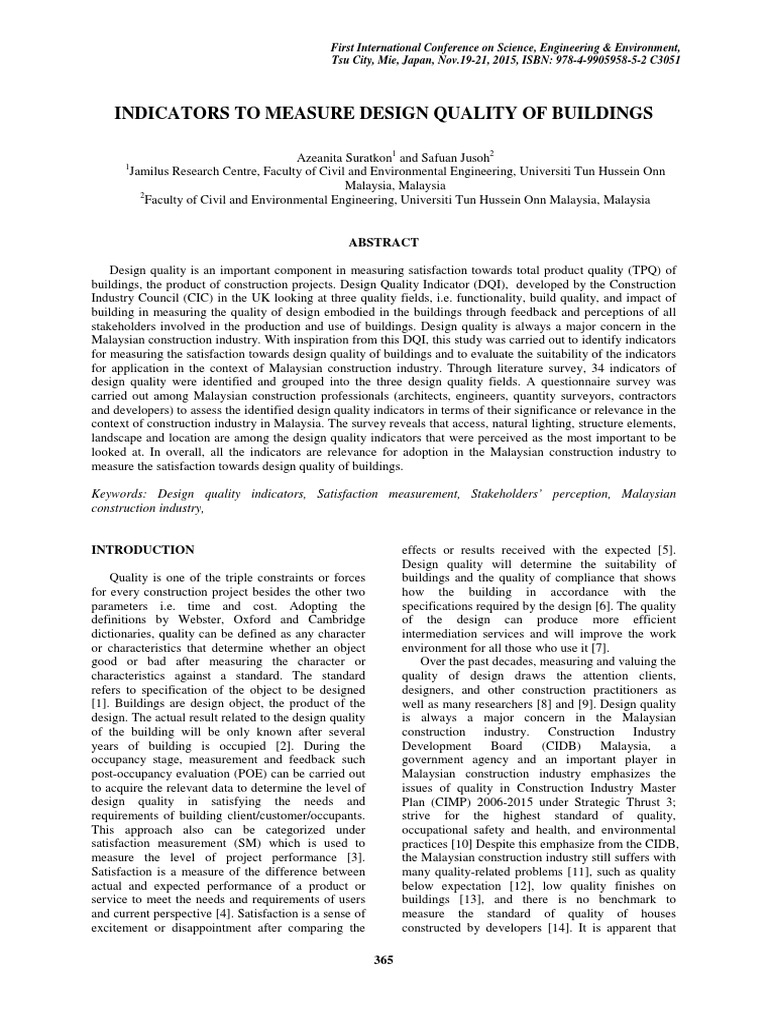 Indicators To Measure Design Quality of Buildings | PDF | Survey ...