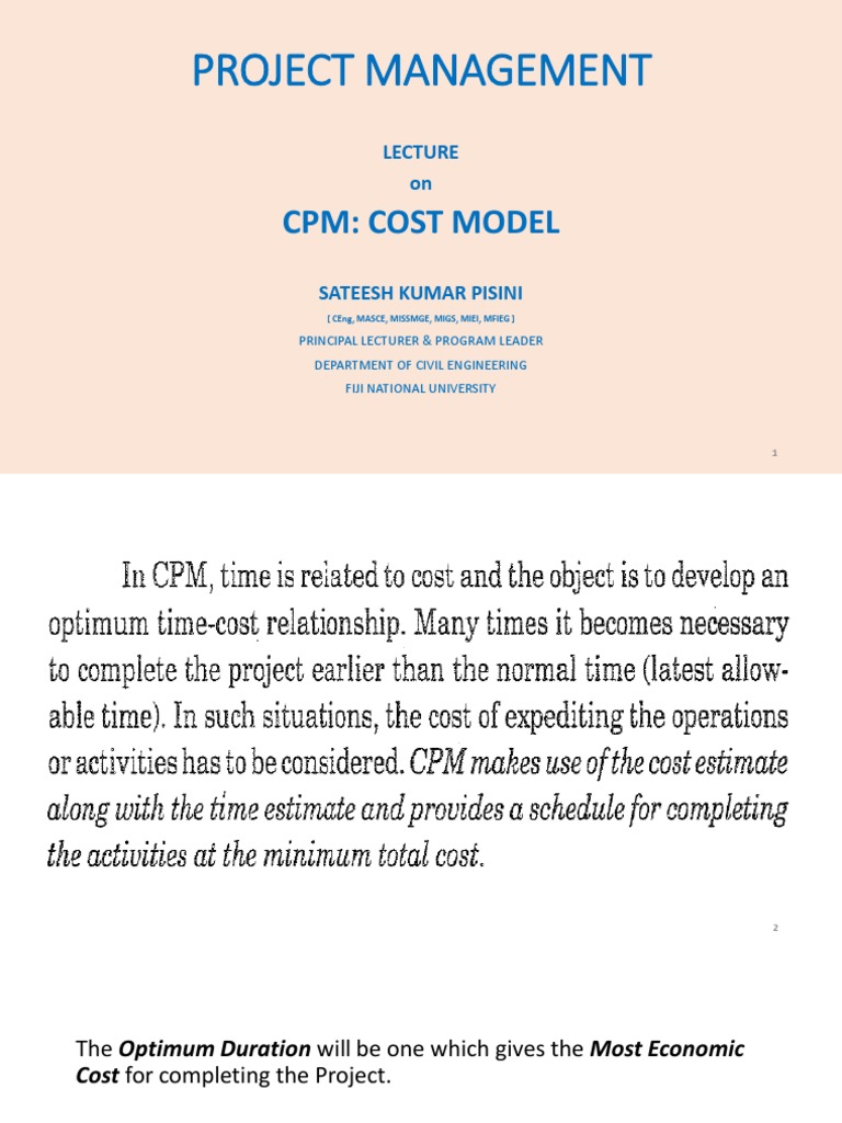 CPM - Cost Model Analysis in Project Management | PDF