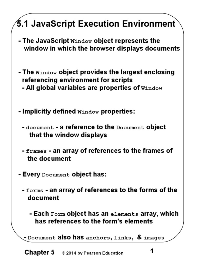 5.1 Javascript Execution Environment: Window | PDF | Document Object ...