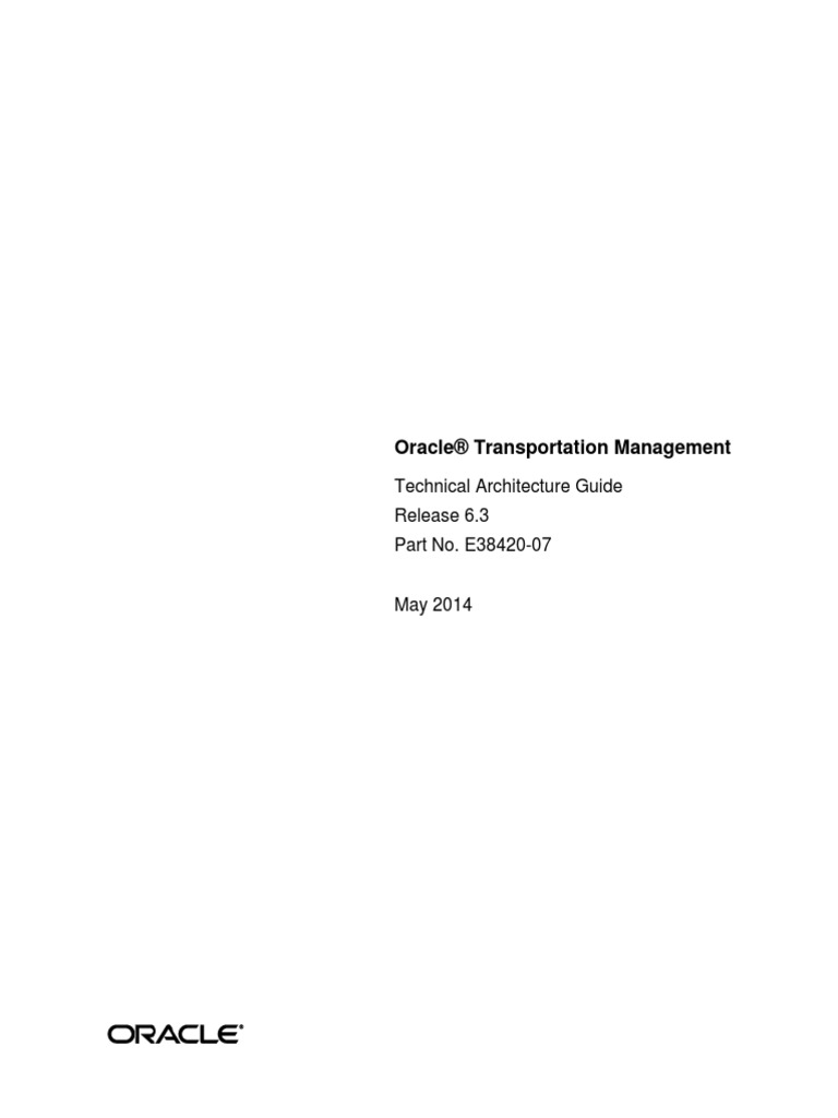 Oracle® Transportation Management: Technical Architecture Guide Release ...