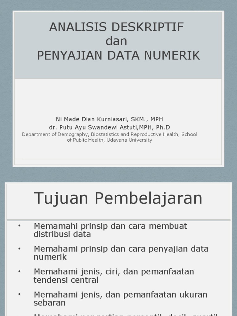 ANALISIS DESKRIPTIF DATA NUMERIK Dan KATEGORIKAL | PDF