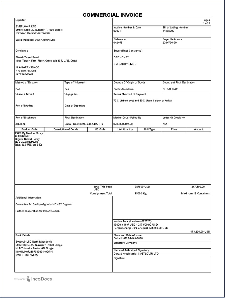Commercial Invoice | PDF | Trade | Business Law