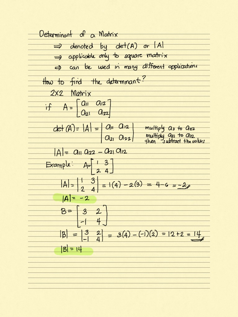 Determinant of A Matrix PDF | PDF | Determinant | Mathematical Concepts