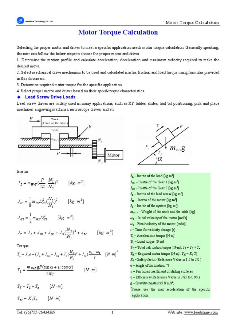 Motor Torque Calculation Guide | PDF | Gear | Belt (Mechanical)