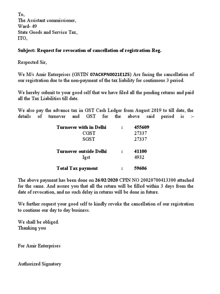 Subject: Request For Revocation of Cancellation of Registration-Reg | PDF
