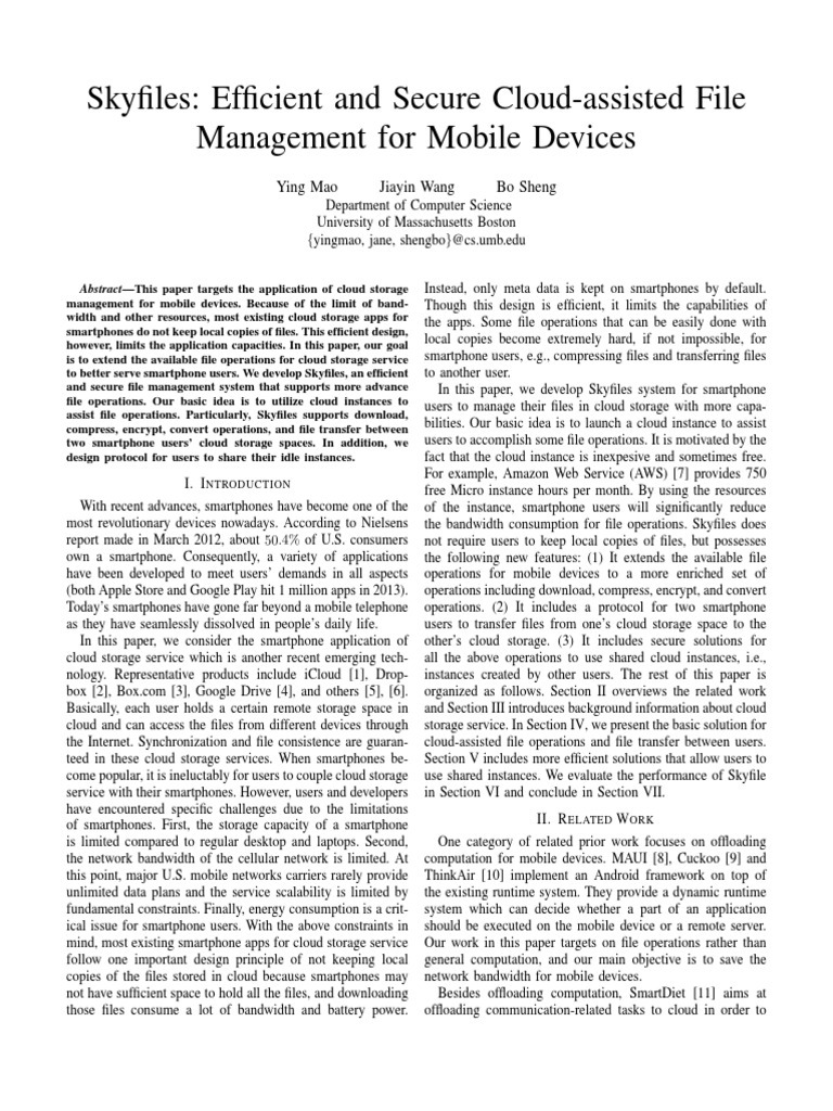 Skyfiles: Efficient and Secure Cloud-Assisted File Management For ...