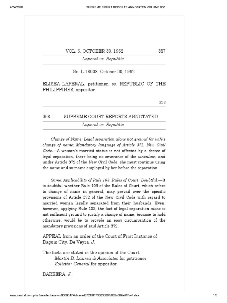 Laperal V Republic | PDF | Supreme Courts | Decree