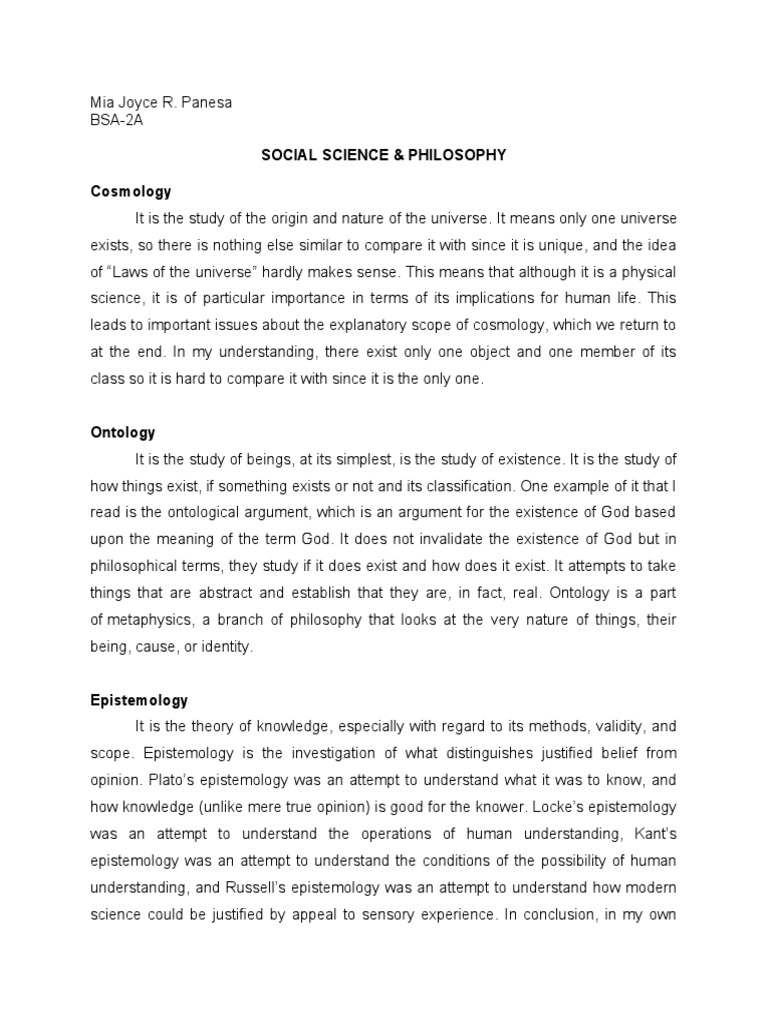 Social Science & Philosophy Cosmology | PDF | Epistemology | Aesthetics