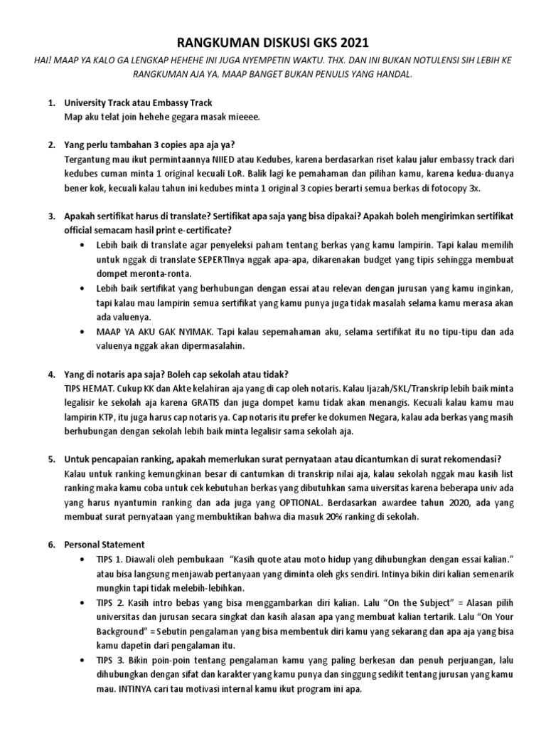 Rangkuman Diskusi GKS 2021 | PDF