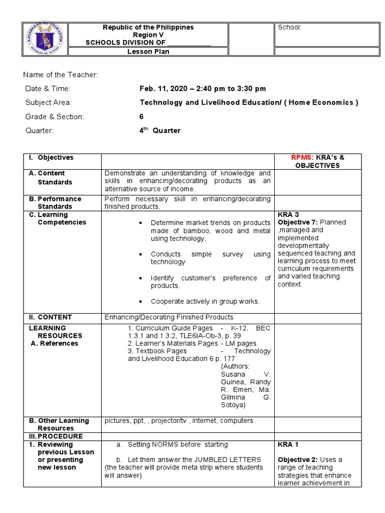 Tle6 Industrial Arts Cot3.dlp | PDF | Advertising | Learning