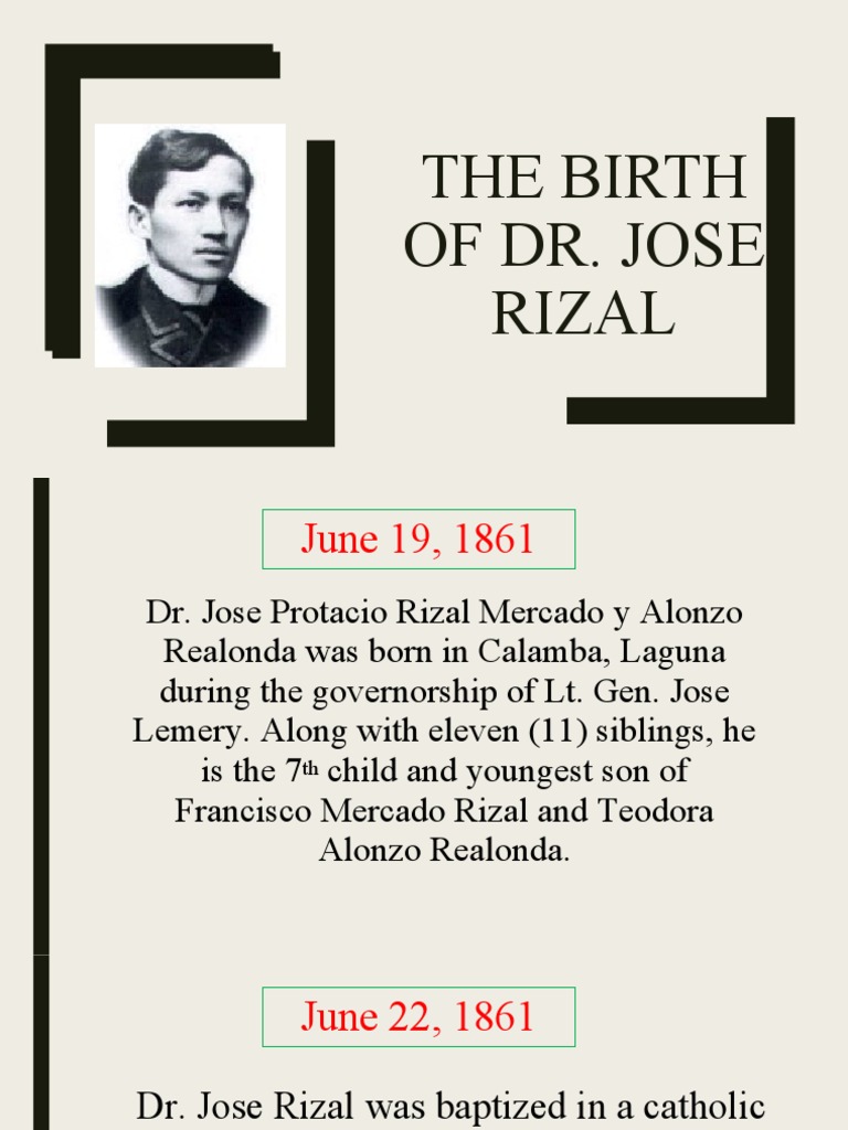 The Birth of Dr. Jose Rizal | PDF | Philippines