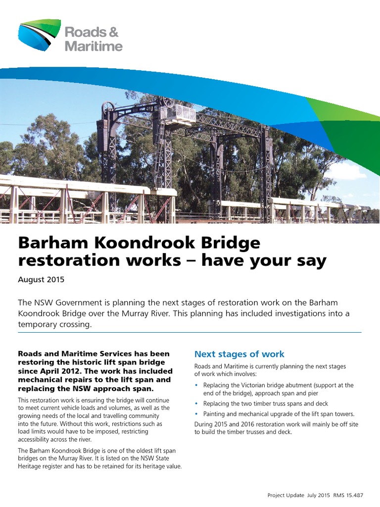 Barham Koondrook Bridge Restoration Update | PDF | Bridge | Traffic