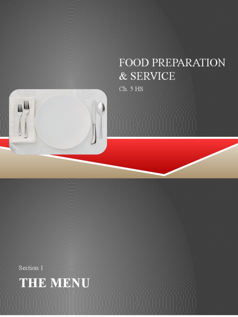 Food Preparation and Menu Essentials | PDF | Menu | Tableware