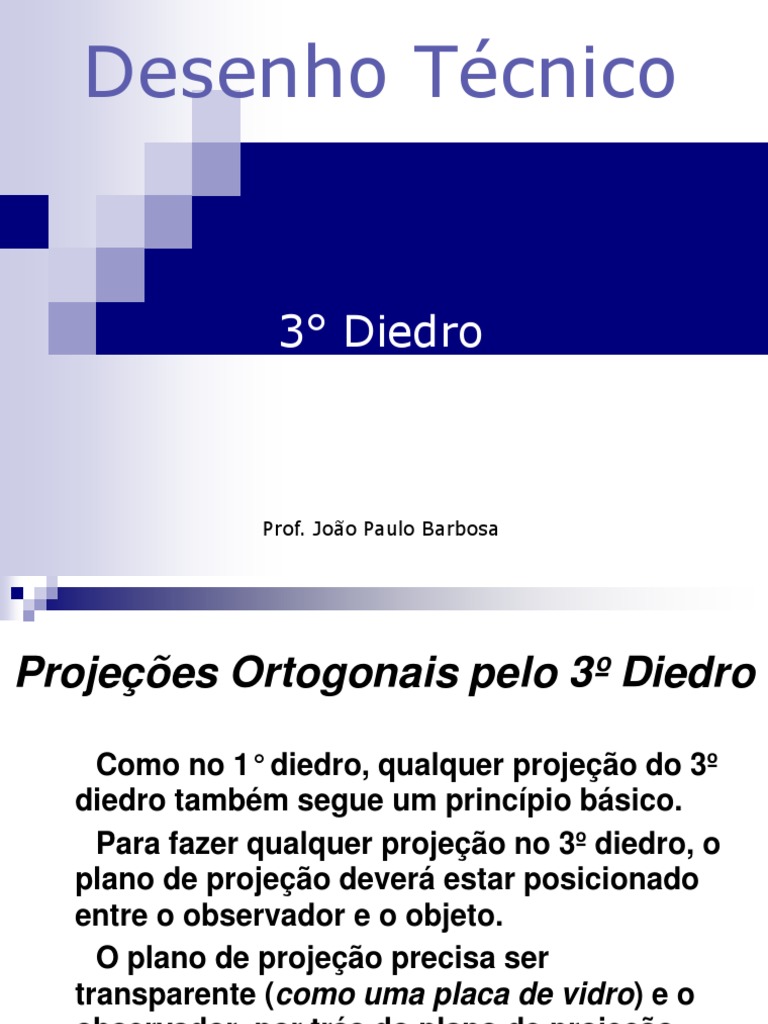 Aula 07 - 3º Diedro | PDF | Perpendicular | Desenho técnico