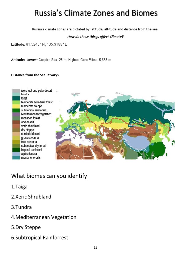Russia's Climate Zones and Biomes: What Biomes Can You Identify | PDF