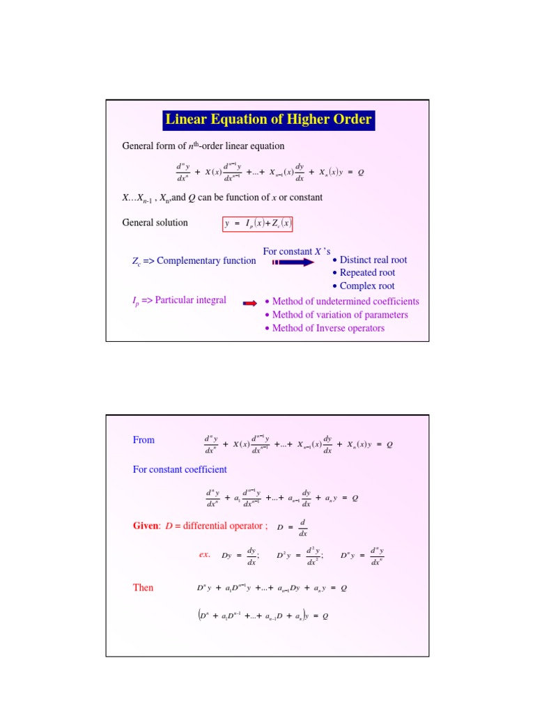 2.2 Higher-Order Linear ODE | PDF | Ordinary Differential Equation | Rates