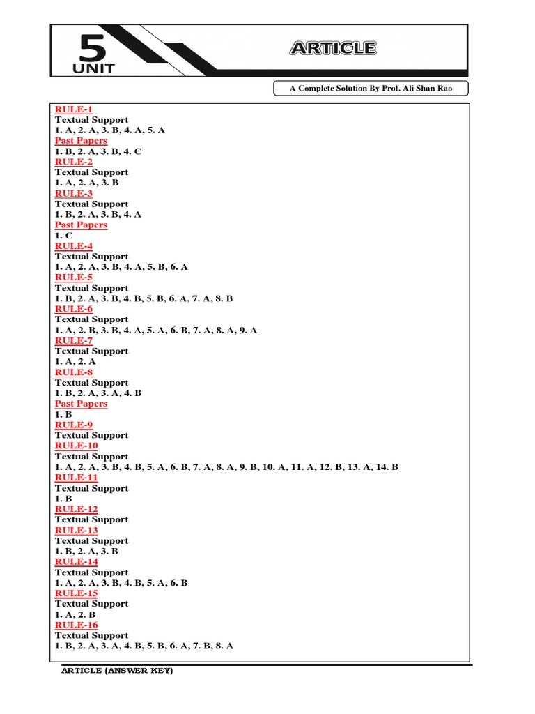 RULE-1: A Complete Solution by Prof. Ali Shan Rao | PDF