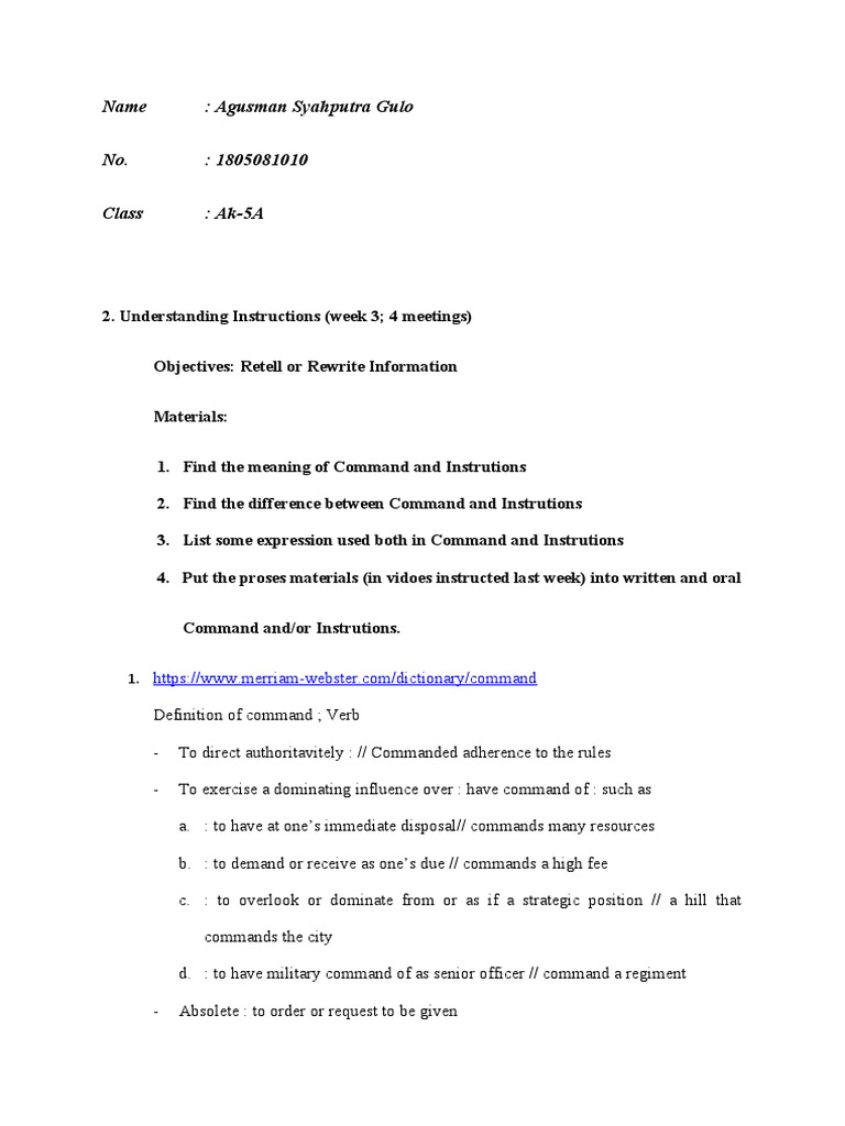 Commands vs. Instructions Explained | PDF | Verb | Human Communication