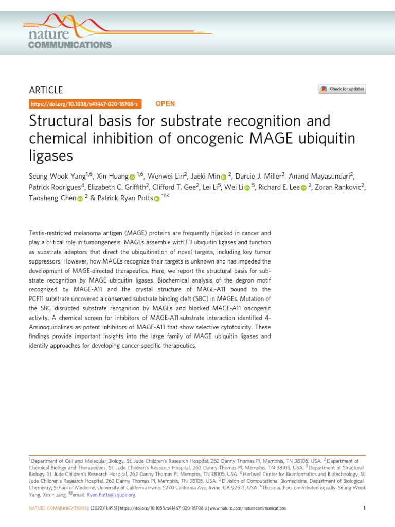 Structural Basis For Substrate Recognition and Chemical Inhibition of ...