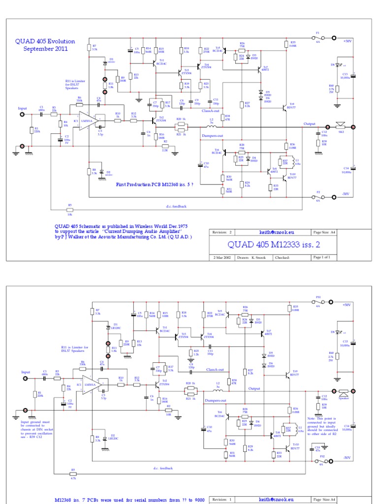 QUAD 405 Schematic Evolution | PDF | Electronics | Electronic Circuits