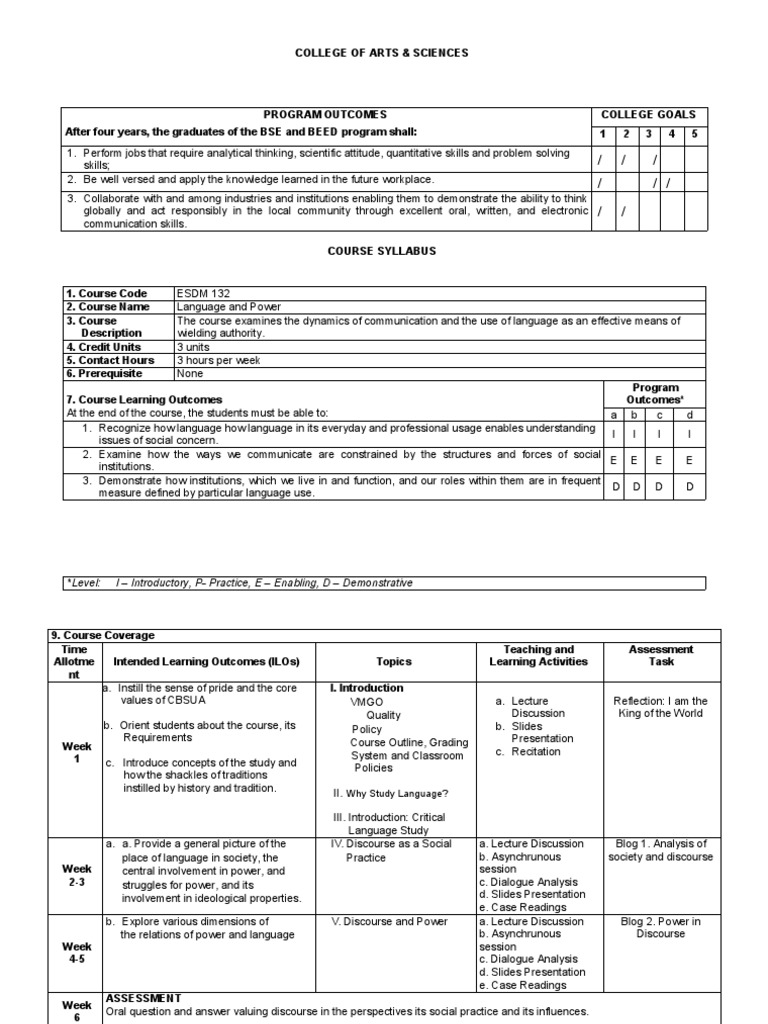 Language & Power Syllabus - New | PDF | Lecture | Discourse