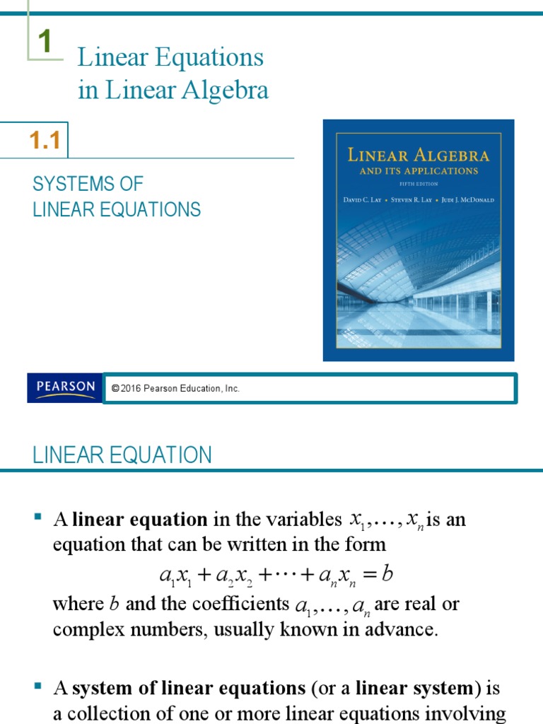 Linear Equations in Linear Algebra | PDF | System Of Linear Equations ...