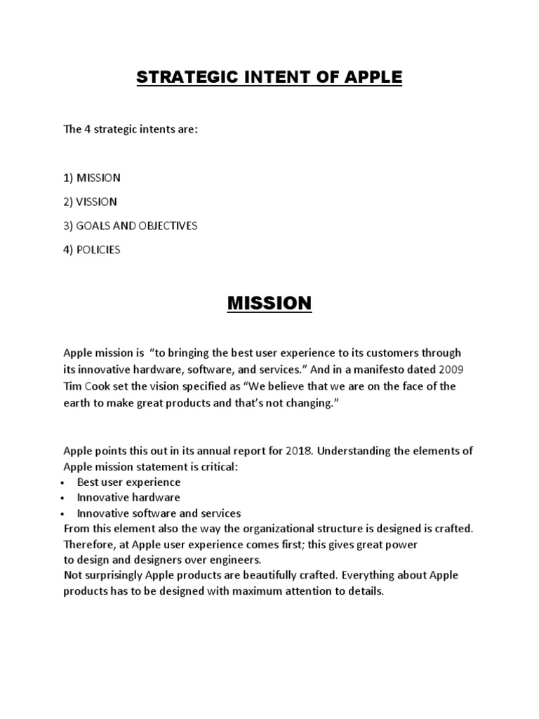 Strategic Intent of Apple Saptarshi Dutta | PDF | Apple Inc. | Integrity