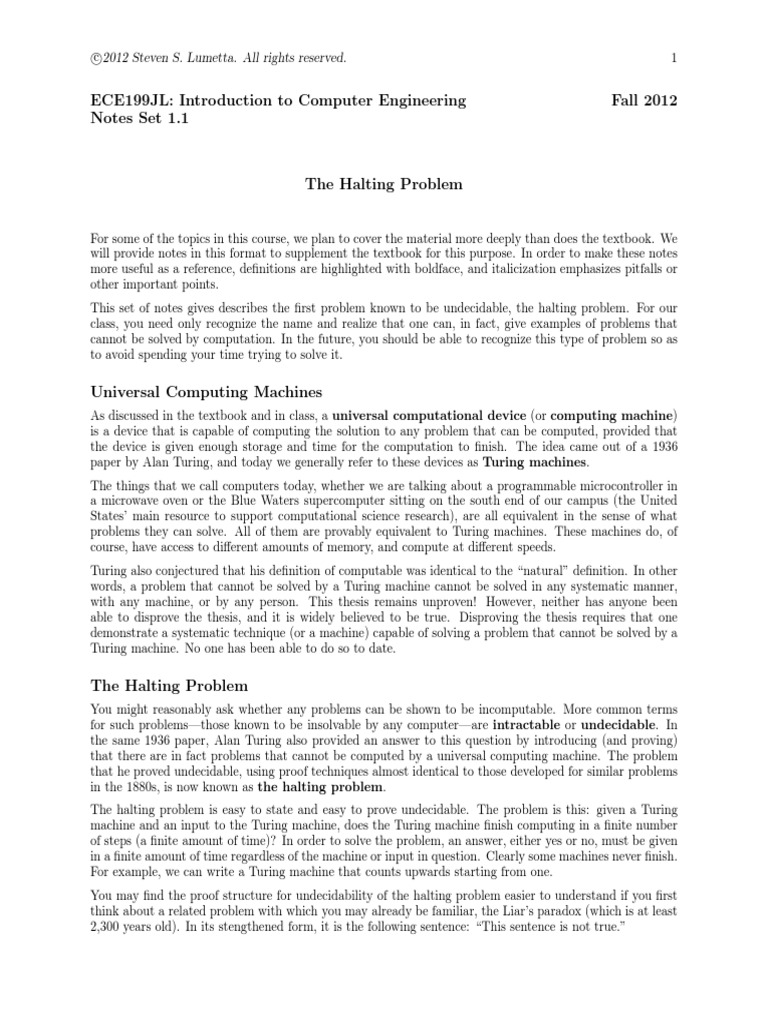 ECE199JL: Introduction To Computer Engineering Fall 2012 Notes Set 1.1 ...